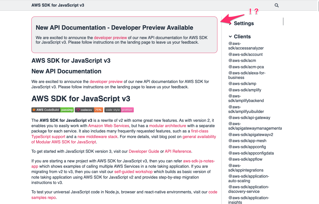 AWS SDK for JavaScript v3 の新しいドキュメント（開発者プレビュー）が公開されていました | DevelopersIO